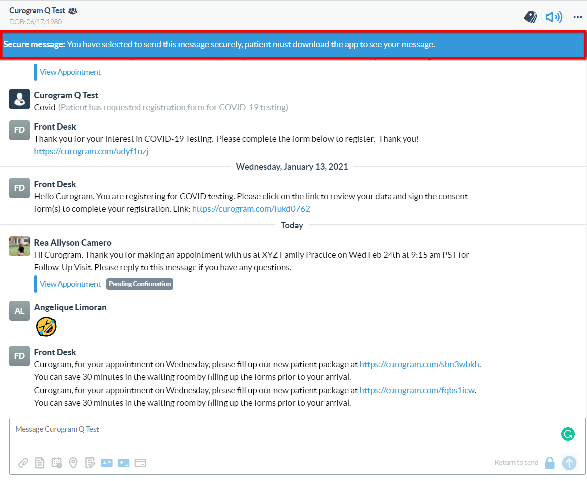 Turning ON secure messaging for a provider or user by default.