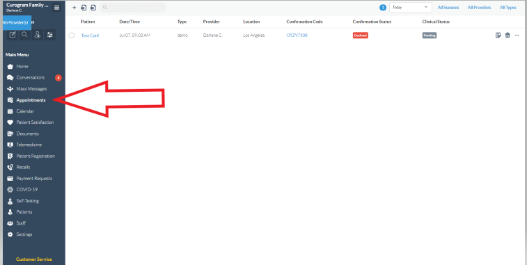 TO VIEW LIST OF APPOINTMENTS