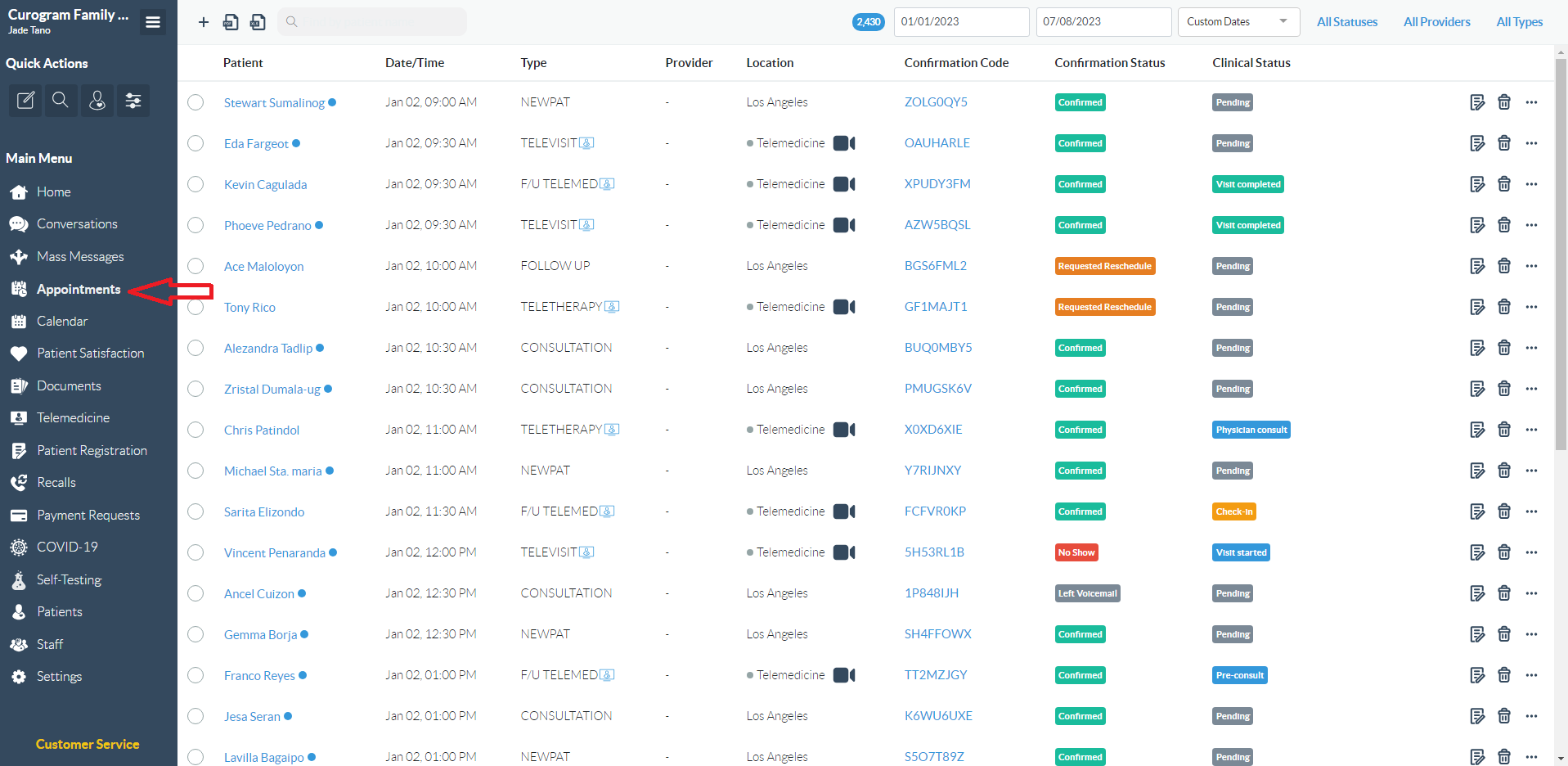 Note: There are also filters located at the top right of your screen ...